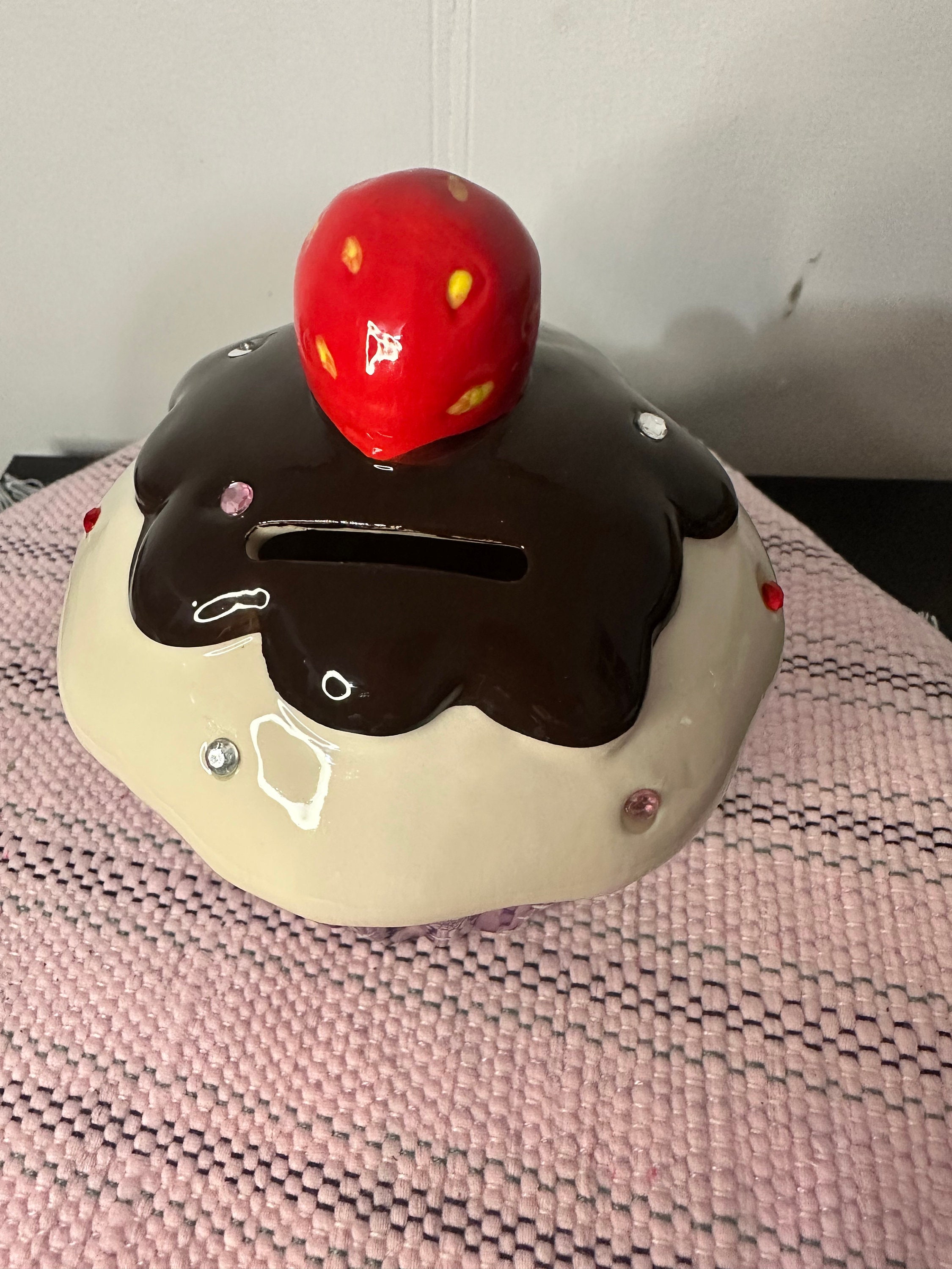 Vintage Cupcake Ceramic Money Bank,ceramic Cupcake Strawberry Topcoin ...