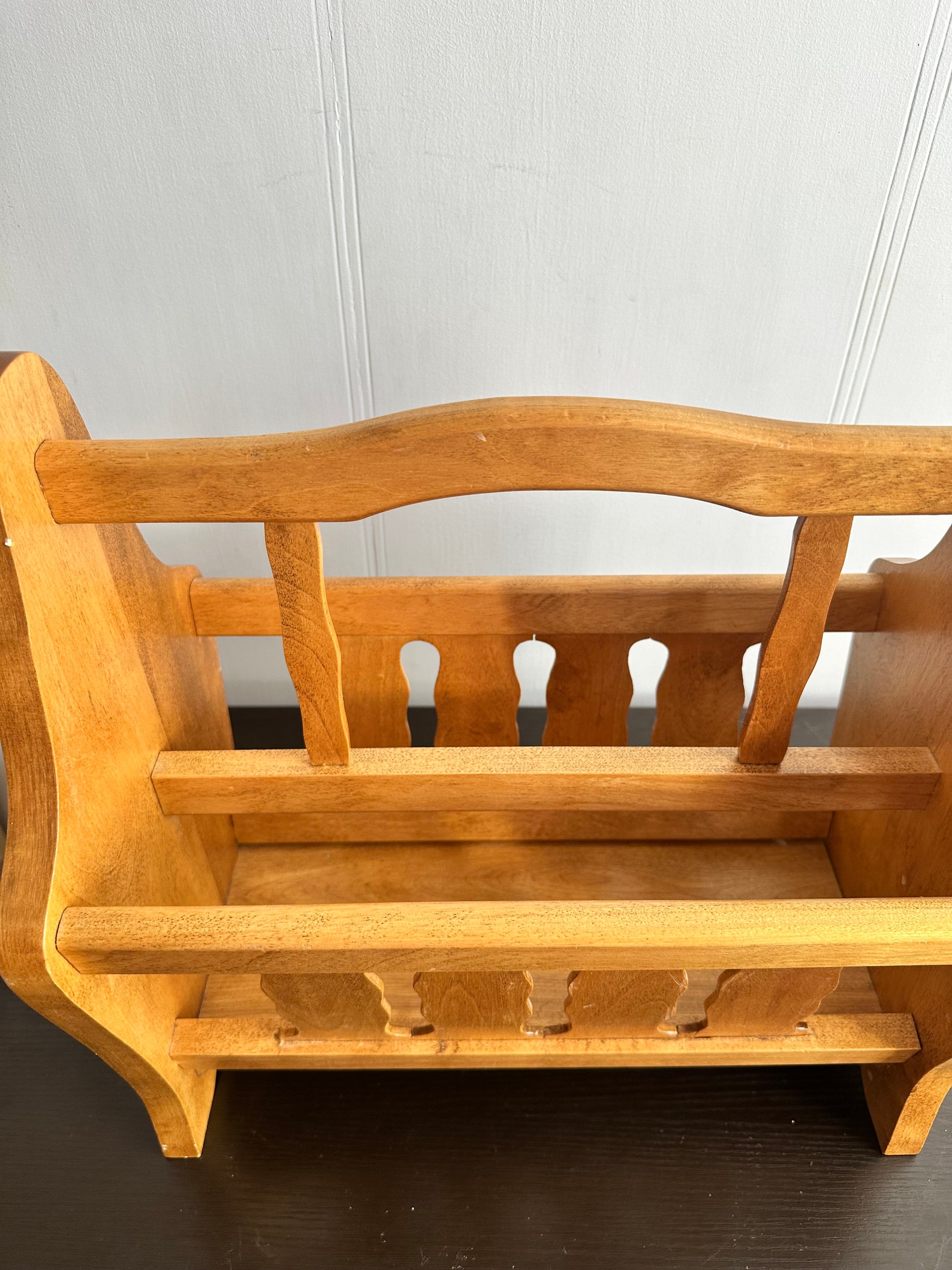 Vintage Wooden Newspaper Rack MCM Home Organization Floor Magazine Rack ...