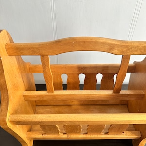 Vintage Wooden Newspaper Rack MCM Home Organization Floor Magazine Rack ...