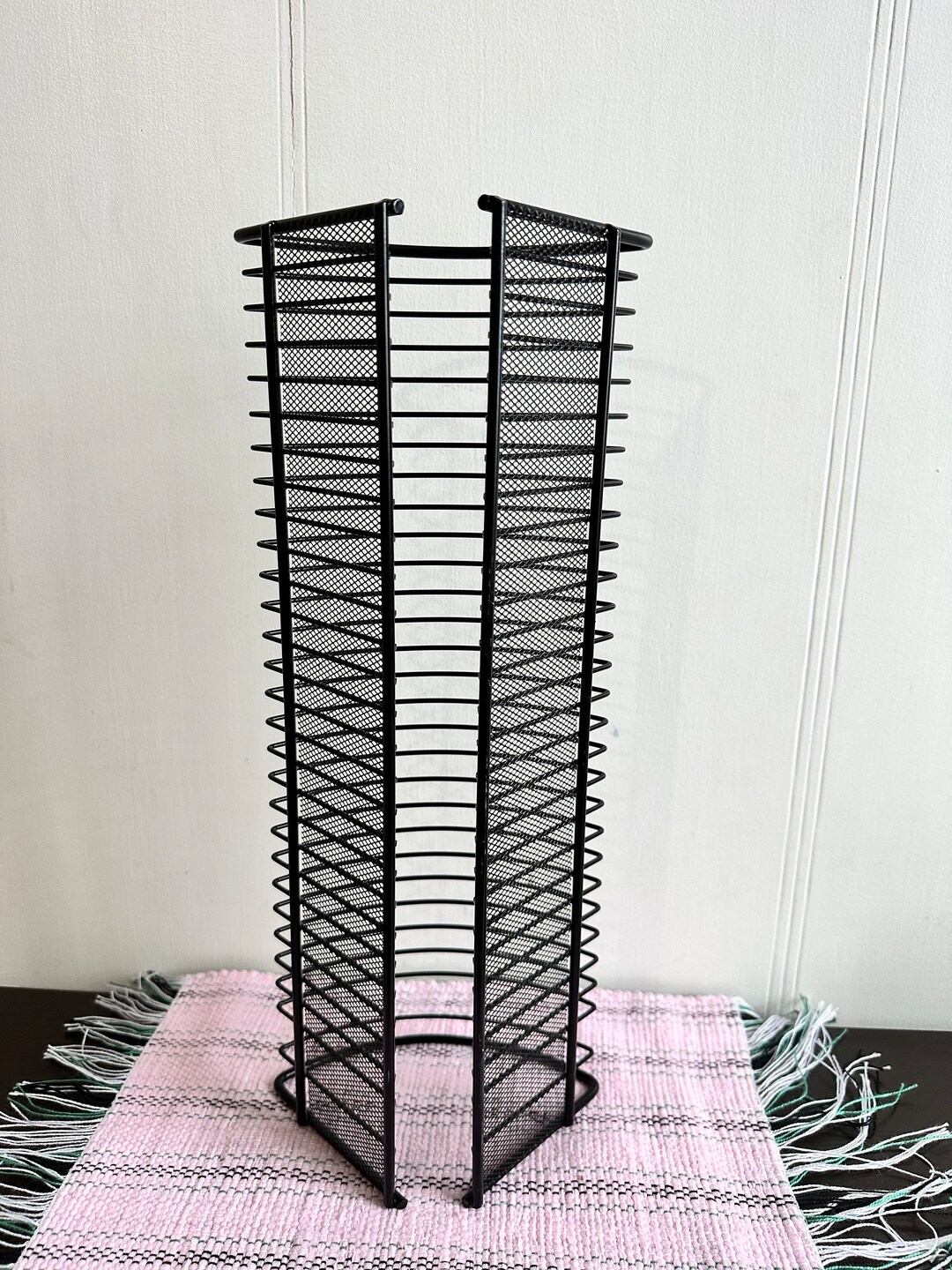 Vintage 1990s Atlantic Metal CD Tower Rack 17 Holds 27 Black Holder ...