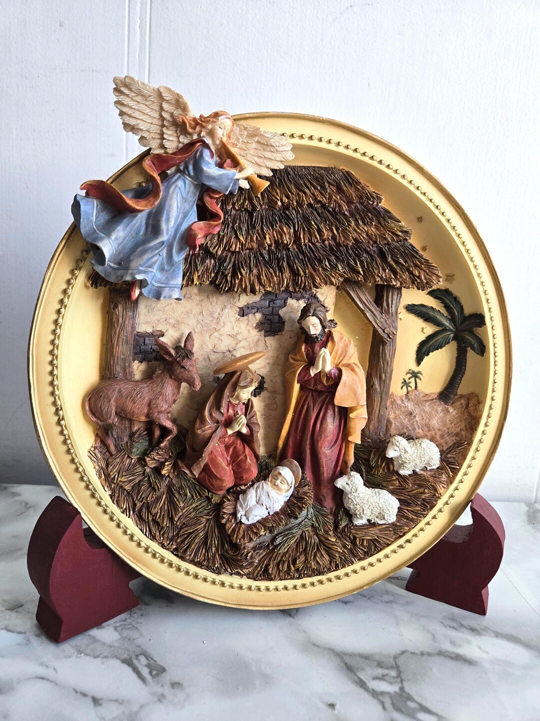 Vintage Nativity Scene Plaque Wall Decoration Christmas Religious Baby ...