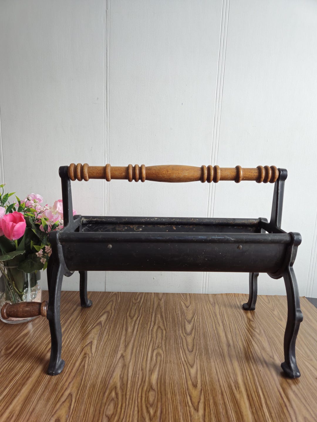 Vintage Paper Log Roll, Fireplace, Wooden Handle, Fireplace, Outdoor ...