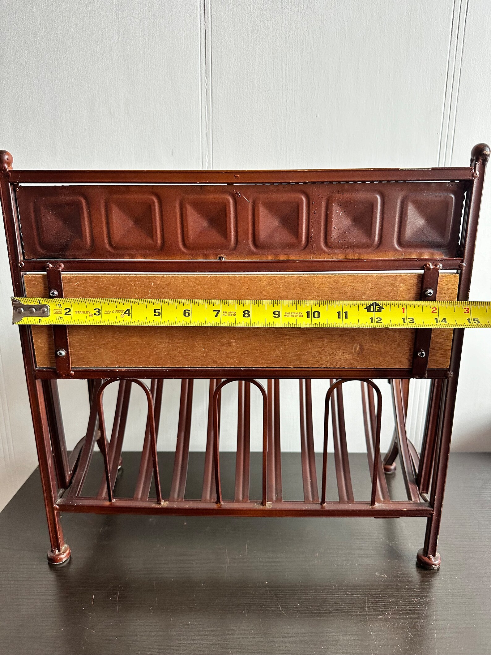 Vintage Wooden and Metal Magazine Holder, Vintage Book Holder, Vintage ...