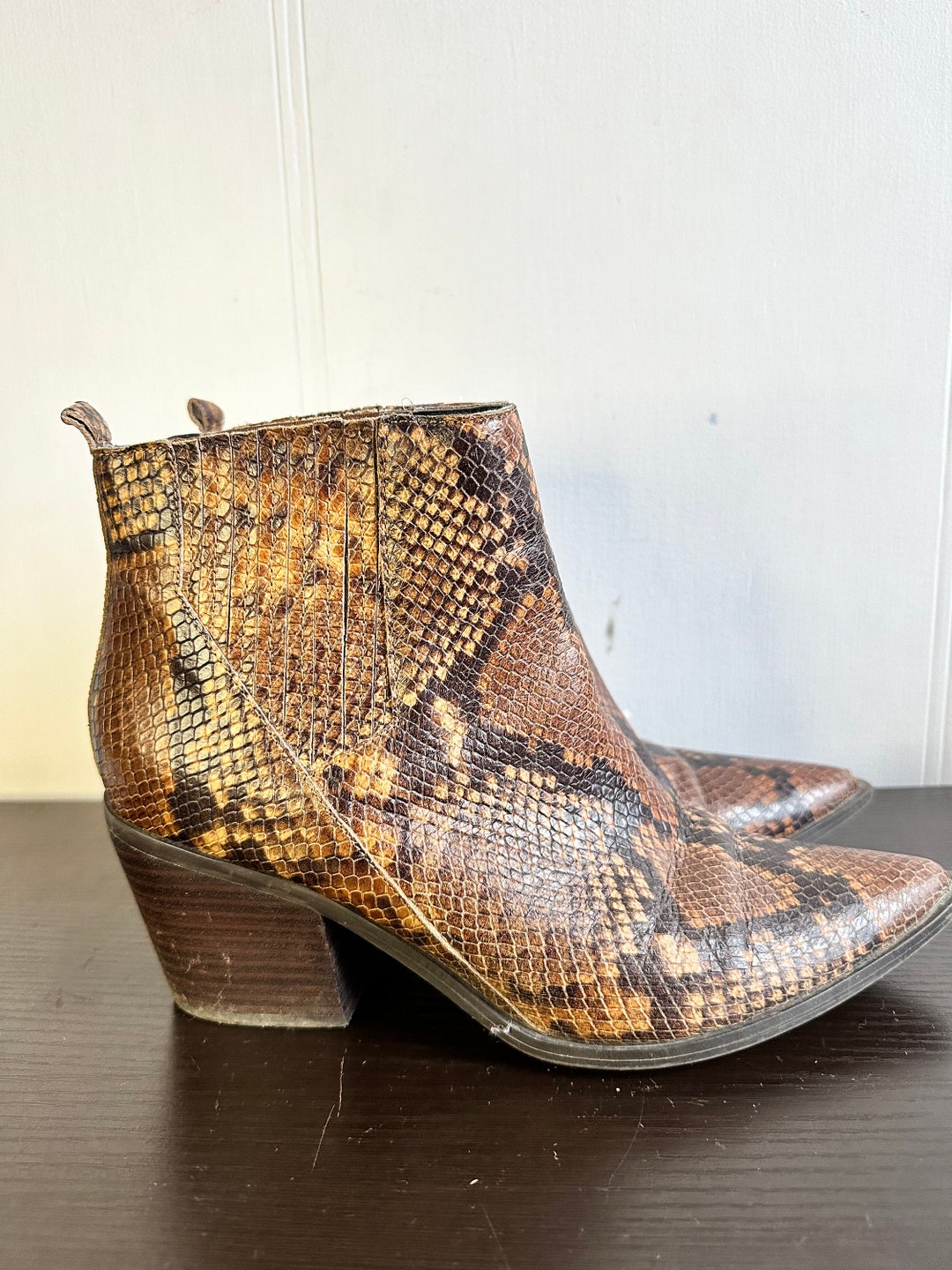 Vintage ALDO Faux Leather Snake Skin Ankle Boots Women’s Size 8 M . - Etsy