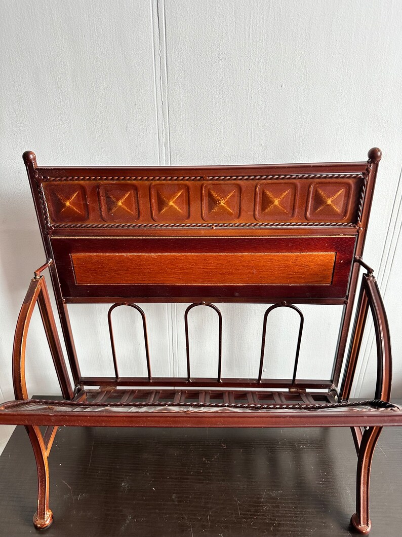 Vintage Wooden and Metal Magazine Holder, Vintage Book Holder, Vintage ...