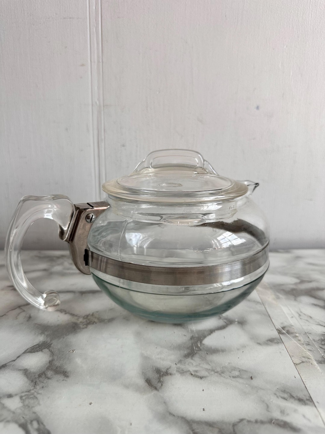 Vintage Pyrex Flameware 6 Cup Teapot, Clear Glass Teapot, MCM Glass ...
