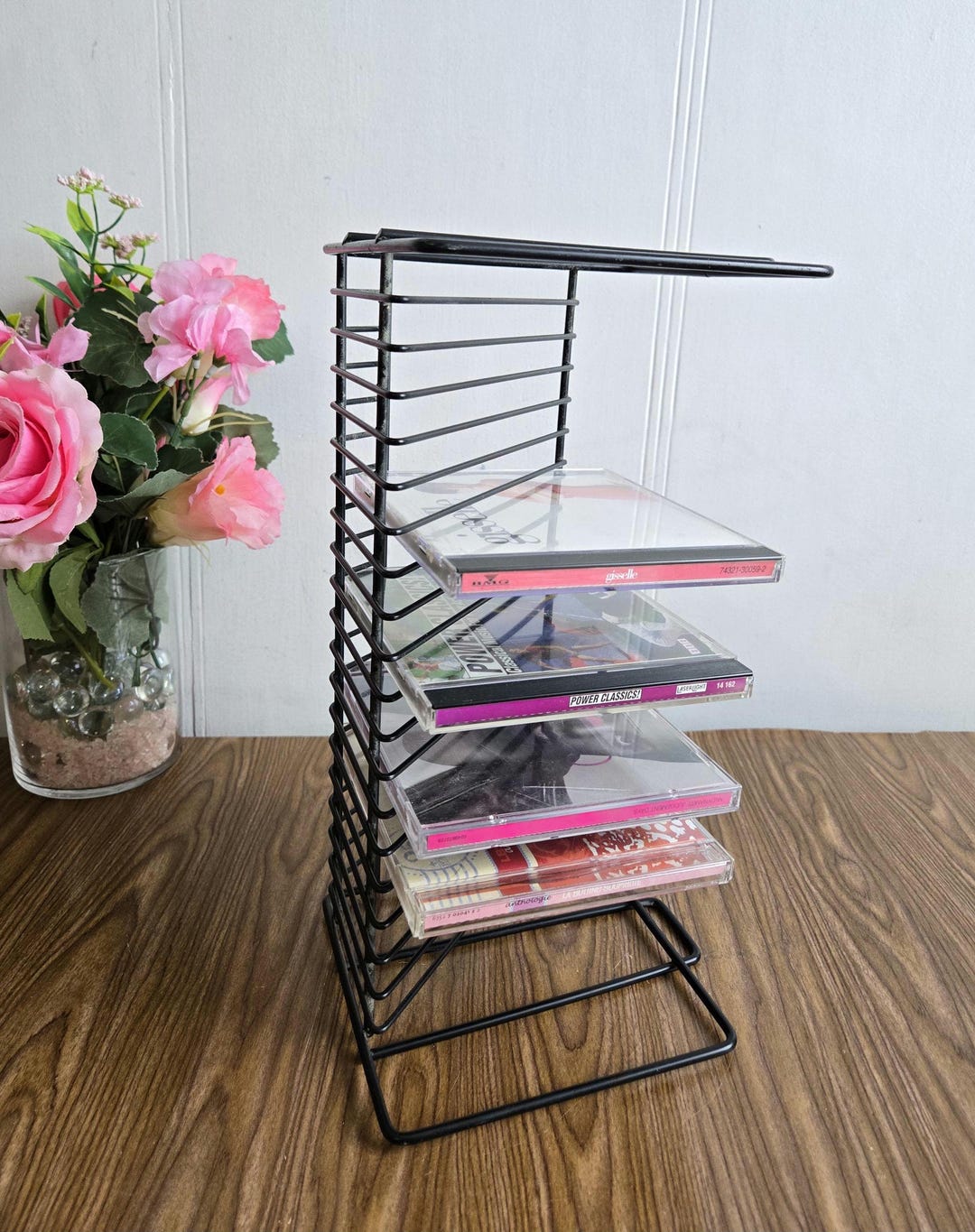 Vintage Black Metal Compact Disc Holder , Wall Metal Holds 20 Cds ...