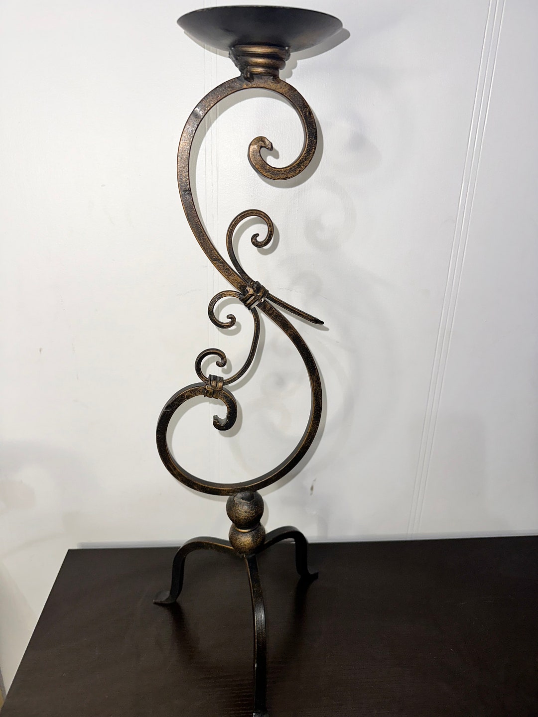 Vintage Wrought Iron Candle Stick Holder, Gothic Candle Holder ...