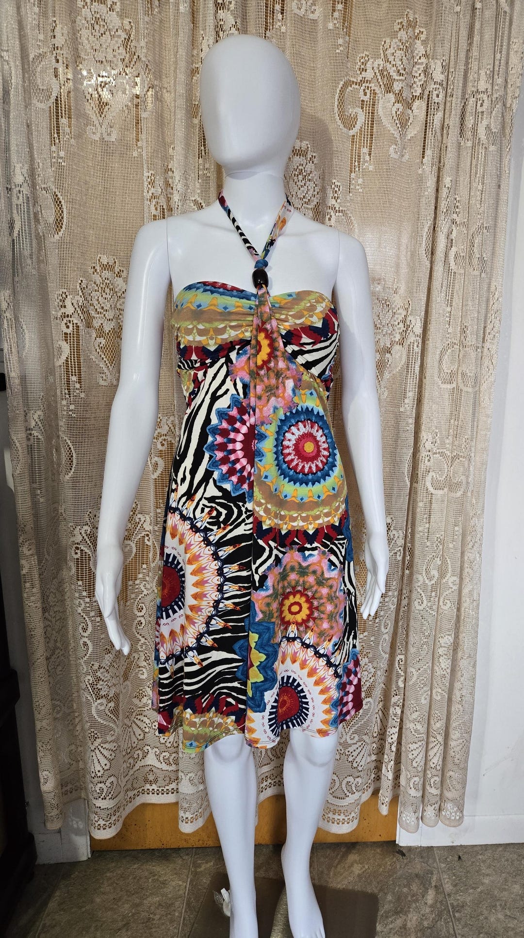 Vintage Y2K Halter Neck ,floral Beach Party Dress Size S-m.vintage Y2K ...