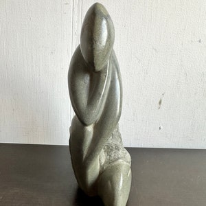 Vintage Modernist Carved Stone Thinking Man - Thinking Figurine ...