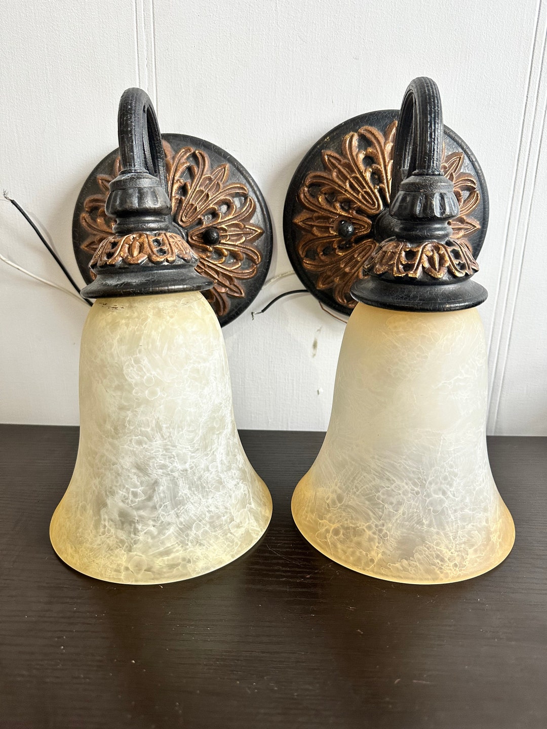 Vintage Victorian Style Sconce With Frosted Tulip Mouth Blow Glass ...