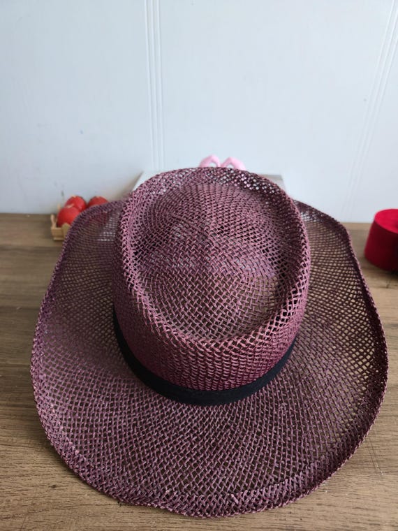 Vintage straw Mesh Men's Western Cowboy Hat Western C… - Gem
