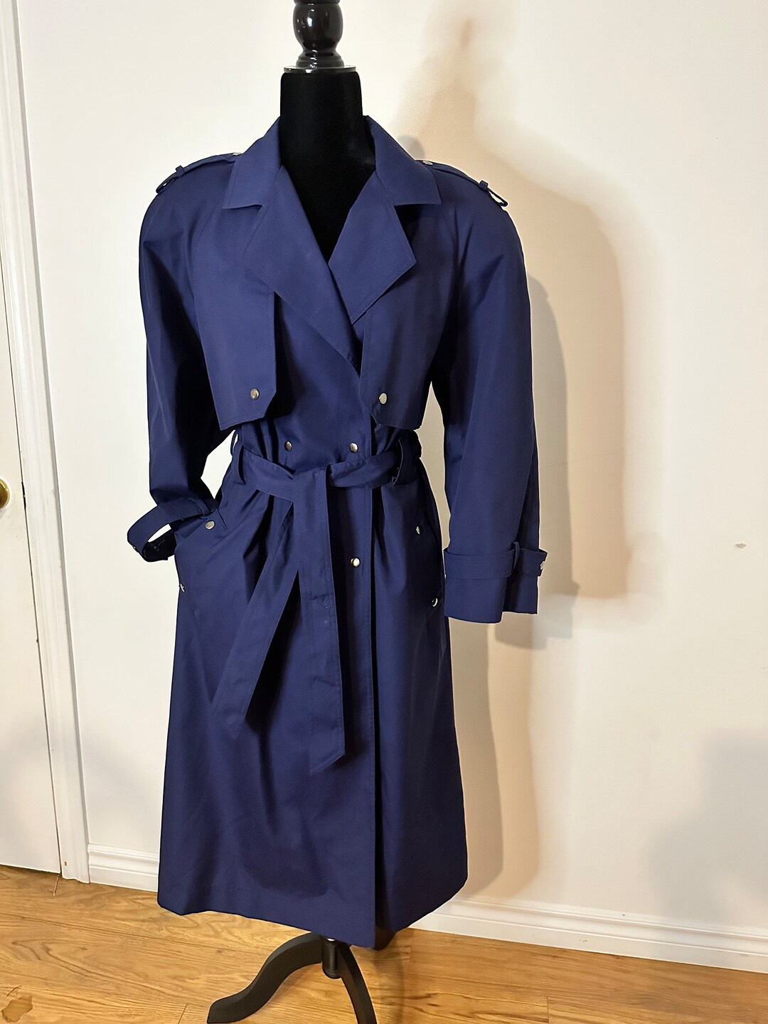 Vintage Coat, Blue Coat, Women's All-season Trench Coat Size8m US V.i ...