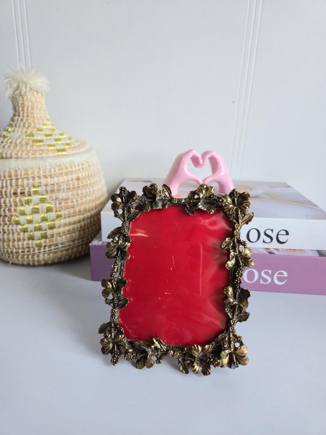 Vintage Victorian Brass and Red Velvet Photo Frame - Etsy