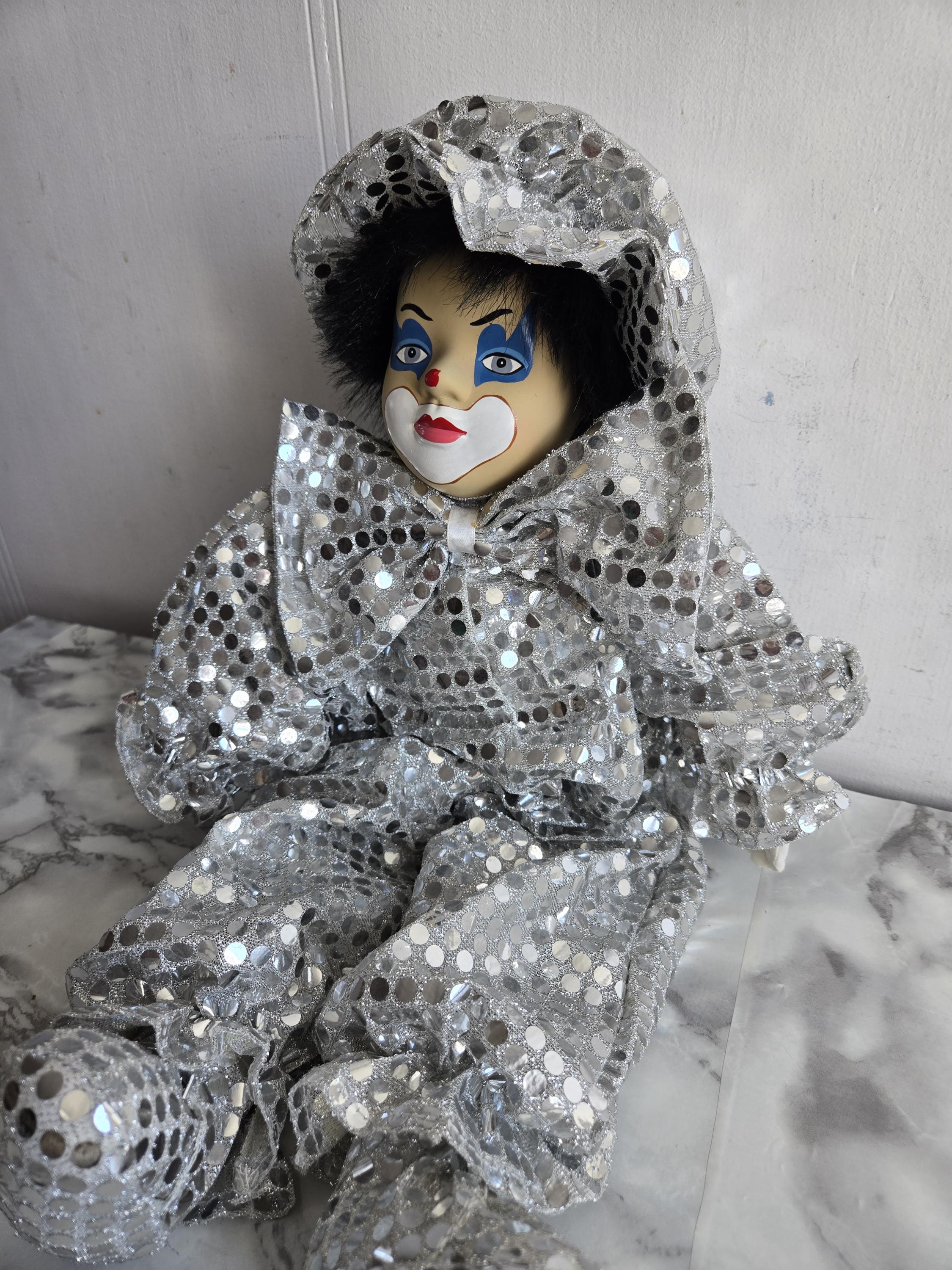 Vintage Large Clown Porcelain Head, Old Porcelain Clown With Silver ...