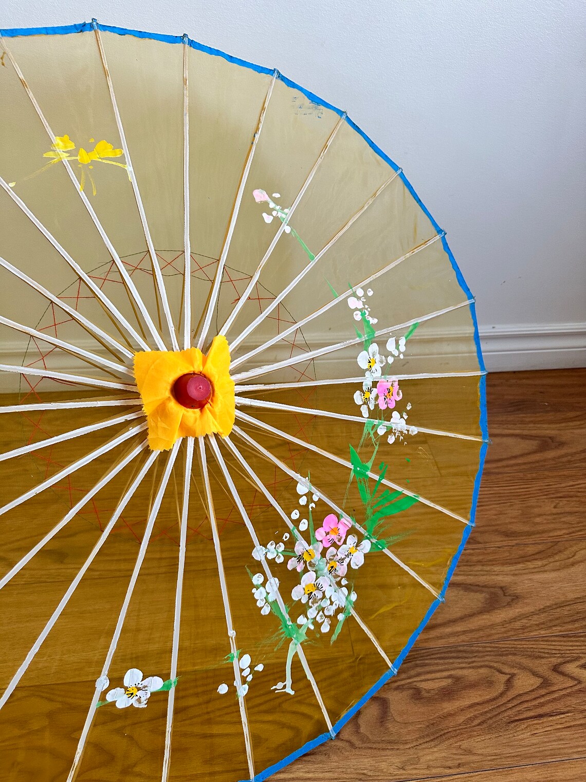 Vintage Parasol, Chinoiserie Decor, Sun Shade, Transparent Fabric and ...