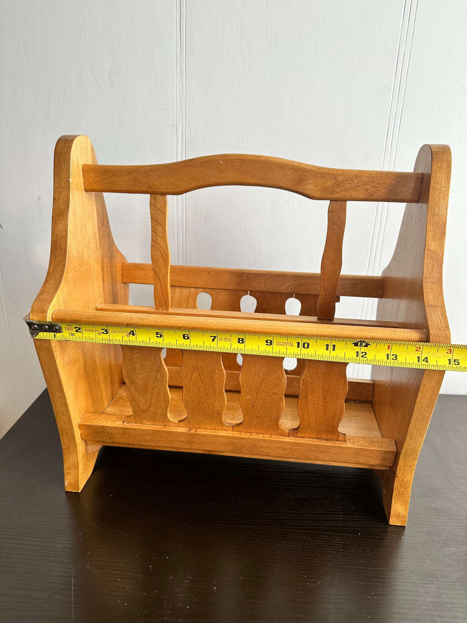 Vintage Wooden Newspaper Rack MCM Home Organization Floor Magazine Rack ...