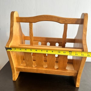 Vintage Wooden Newspaper Rack MCM Home Organization Floor Magazine Rack ...