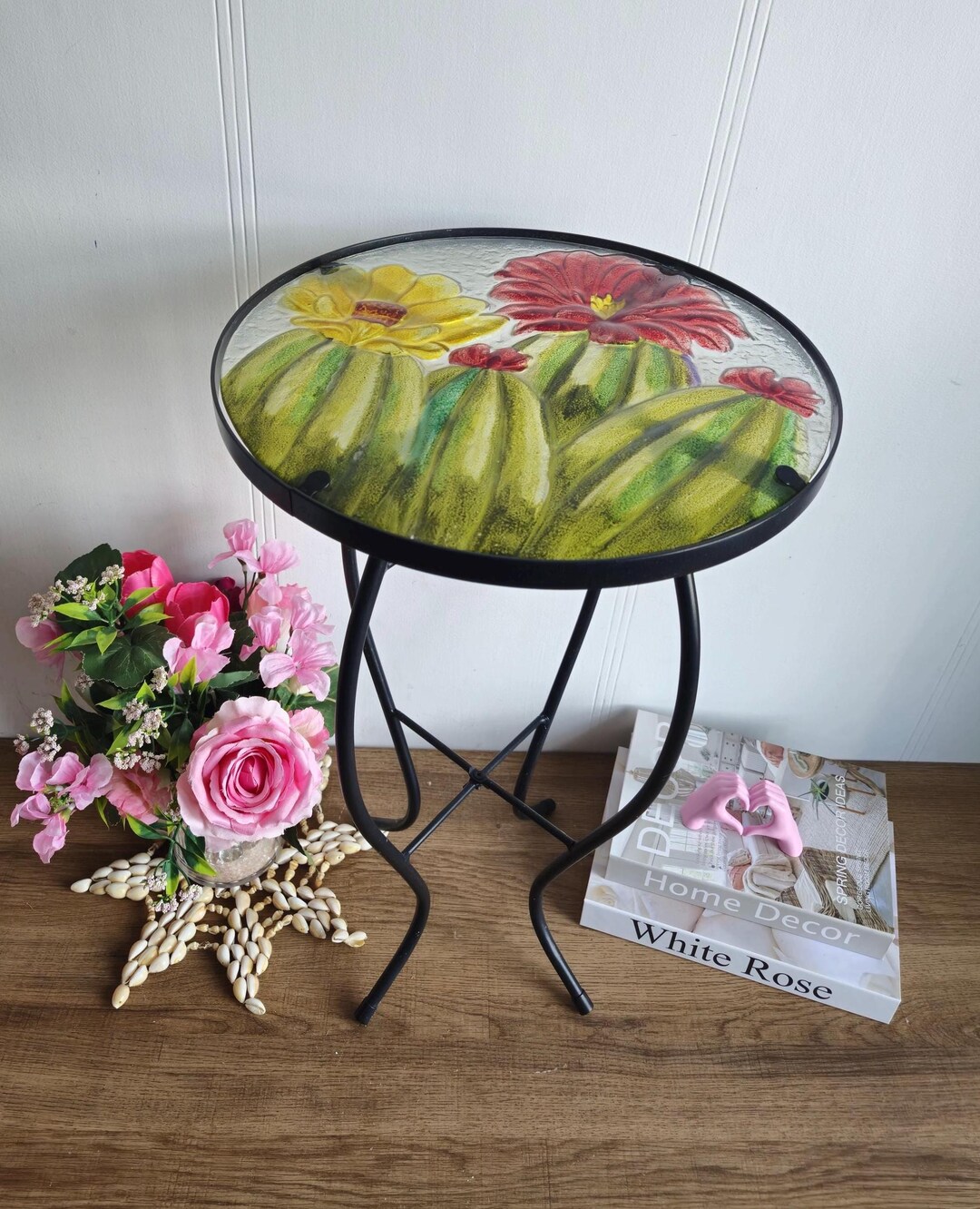 Vinatge Outdoor Side Table Coffee Table Small Courtyard Round Painted ...