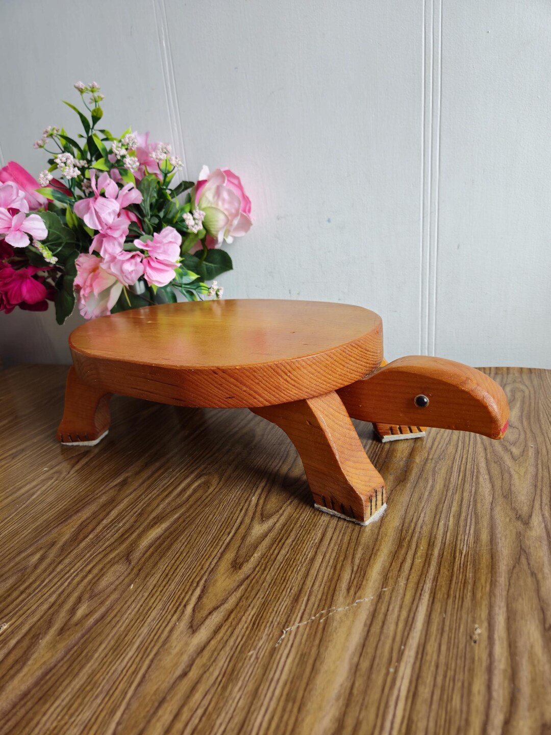 Vintage Kids Step Stool, Mid-century Wooden Turtle Step Stool ...