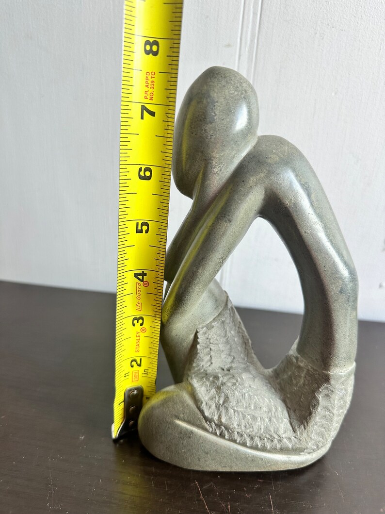 Vintage Modernist Carved Stone Thinking Man - Thinking Figurine ...