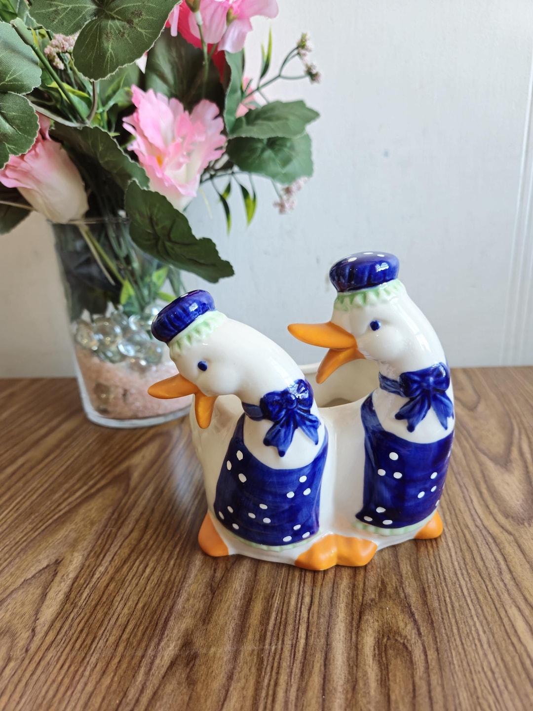 Vintage Blue and White Delft Style Ceramic Duck and Ducks Planter ...