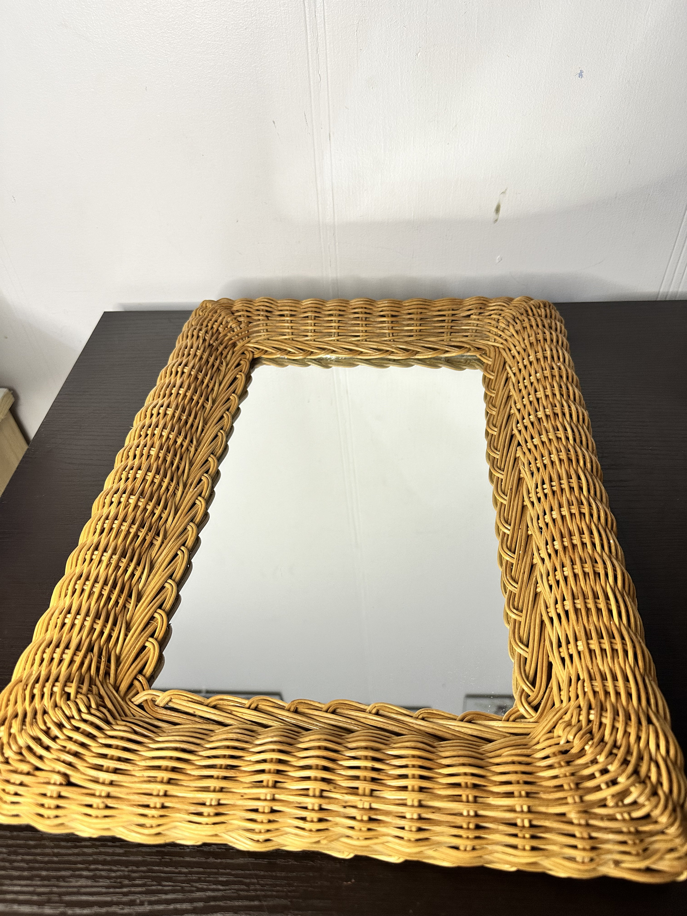 Vintage Boho Wicker Wall Mirror Rattan, Wicker Mirror. - Etsy