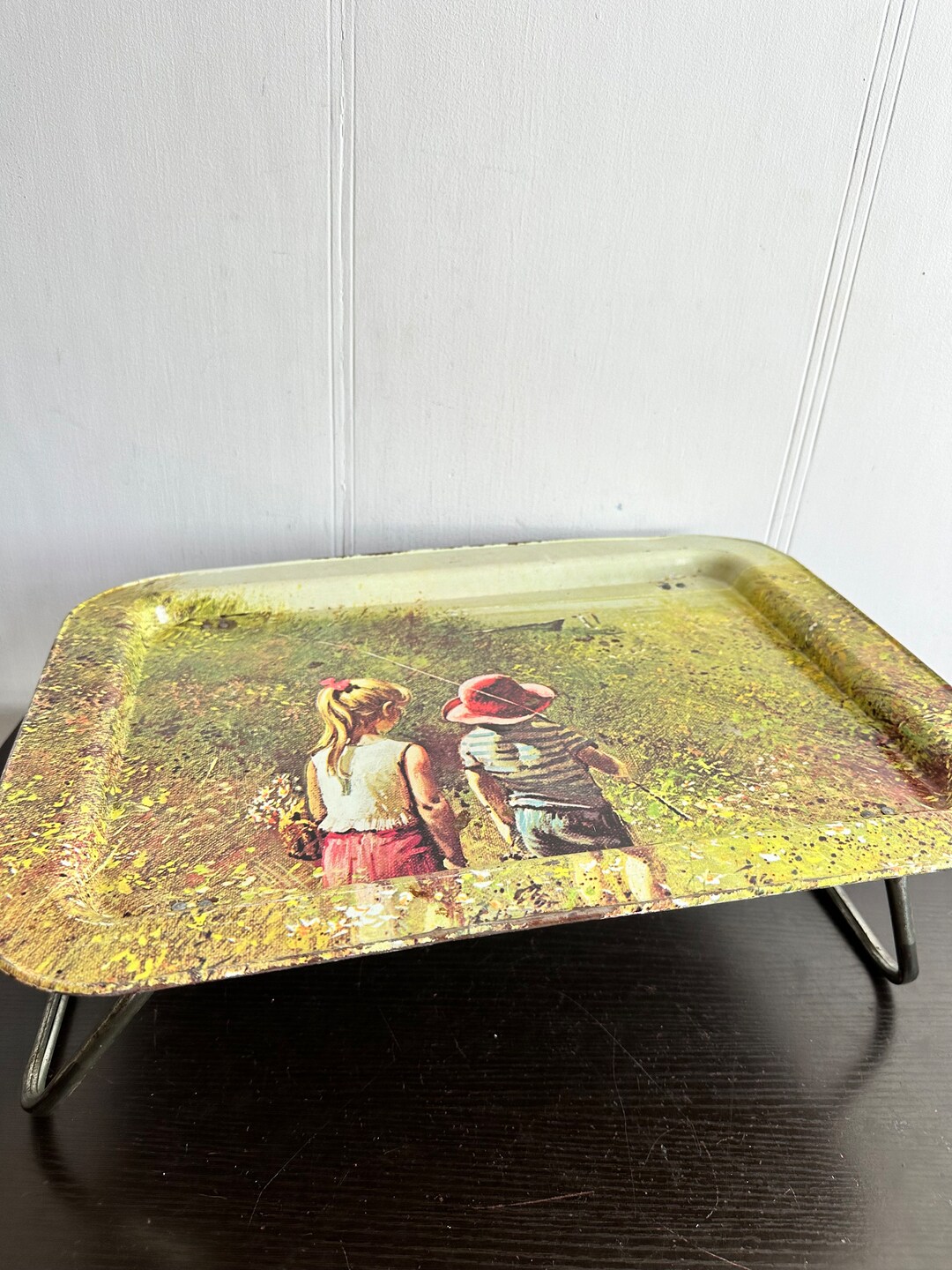 Vintage Metal Folding Bed Tray for Fall,girl& Boy Fishing, Folding ...
