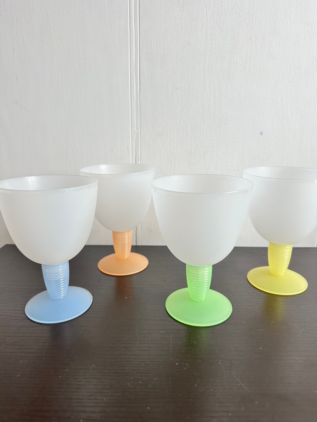 Tupperware Vintage Cups Plastic Foot Glasses Set of Four Different ...