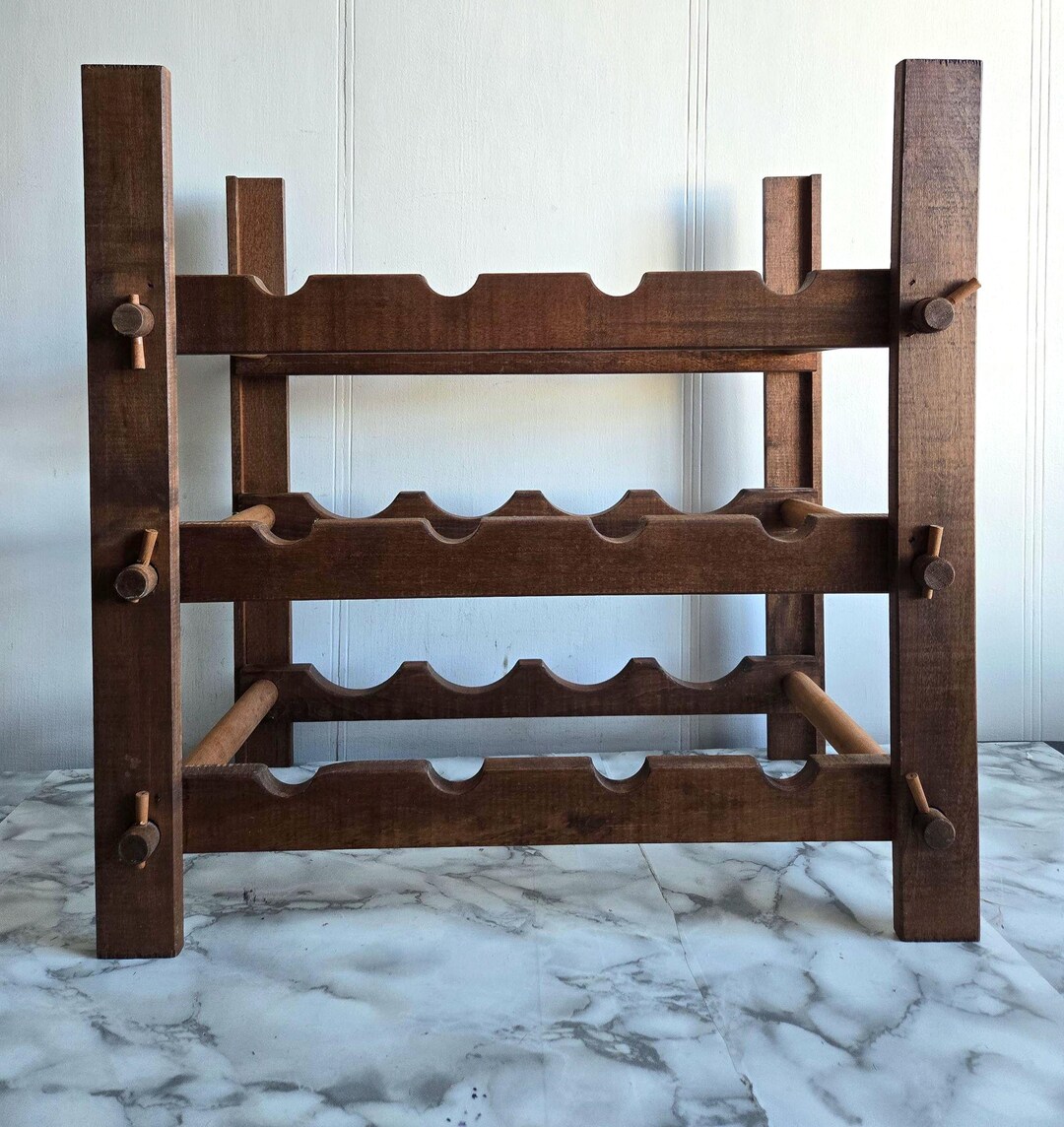 Vintage Wooden Wine Rack, Wooden Wine Holder, 12 Bottle Country Style ...