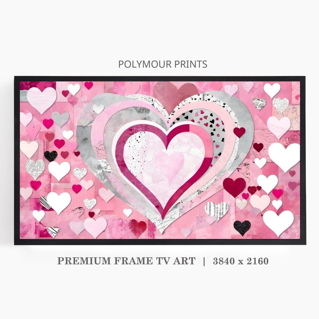 Valentine's Day Frame TV Art, Valentine Hearts Frame Tv Art, Paper ...