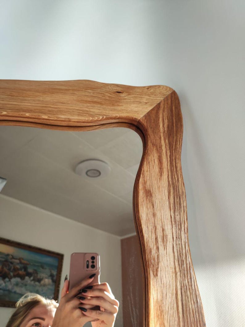 Full Length Oak Wooden Mirror | Large Standing Mirror | Live Edge ...