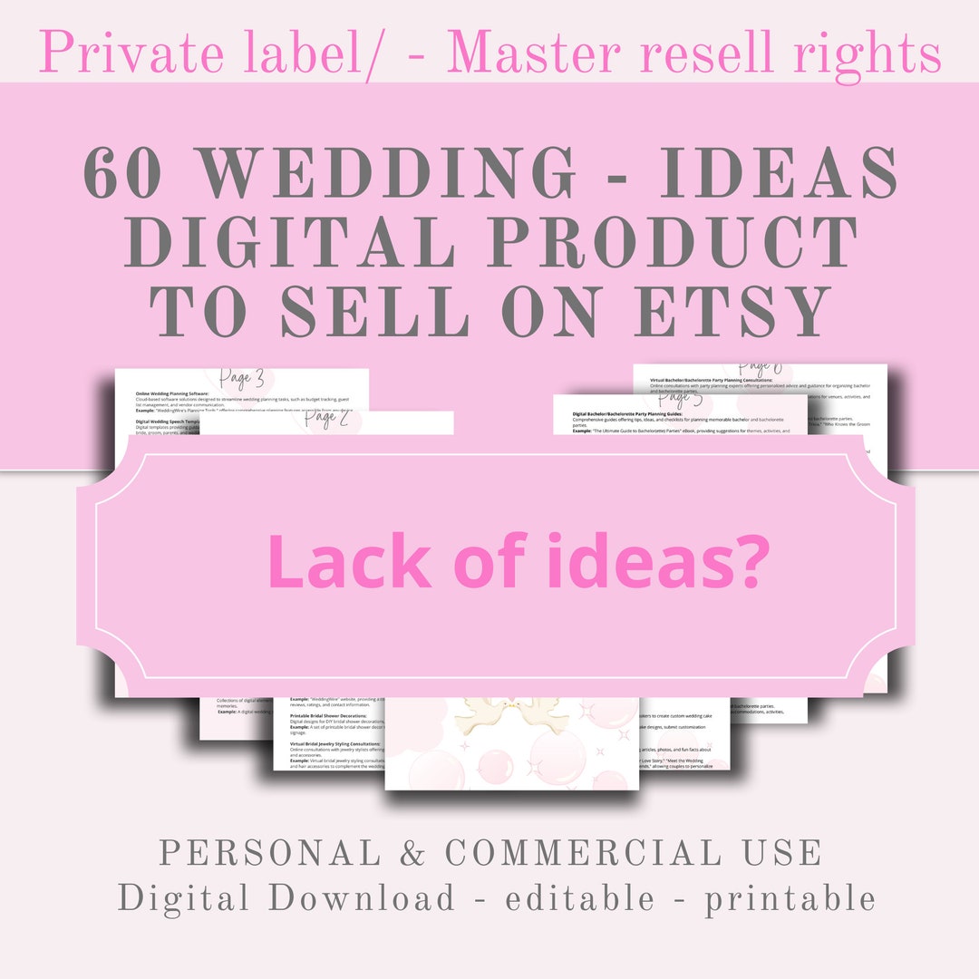 Digital Product Ideas With Plr and Master Resell Rights, 60 Wedding ...