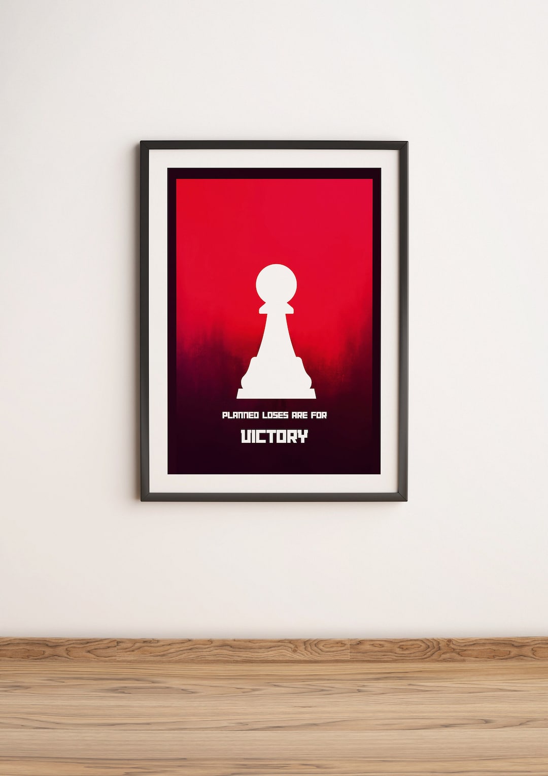 Chess Poster, Pawn, Pawn Art Poster, Victory, Digital Print, Red and ...