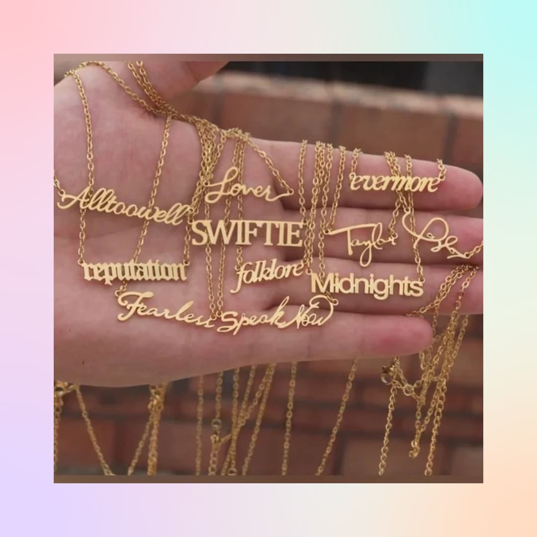 Taylor Swift Album Charm Necklace Swiftie Merchandise Jewelry Words ...