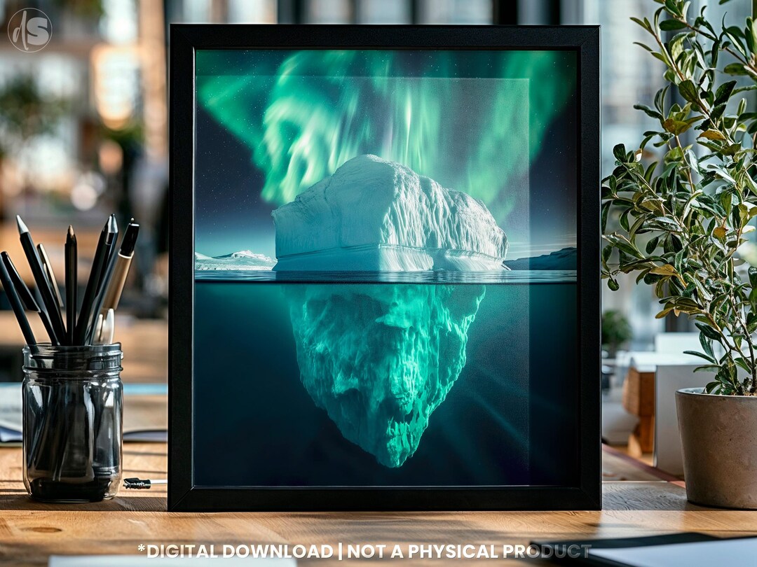 Iceberg With Northern Lights | Wall Art, Digital Art, Digital Download ...