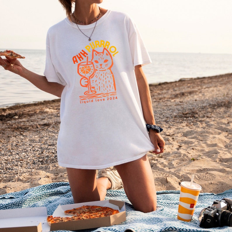 Vintage Aperol Spritz Cocktail Tshirt for Wine and CAT Lovers Cute ...