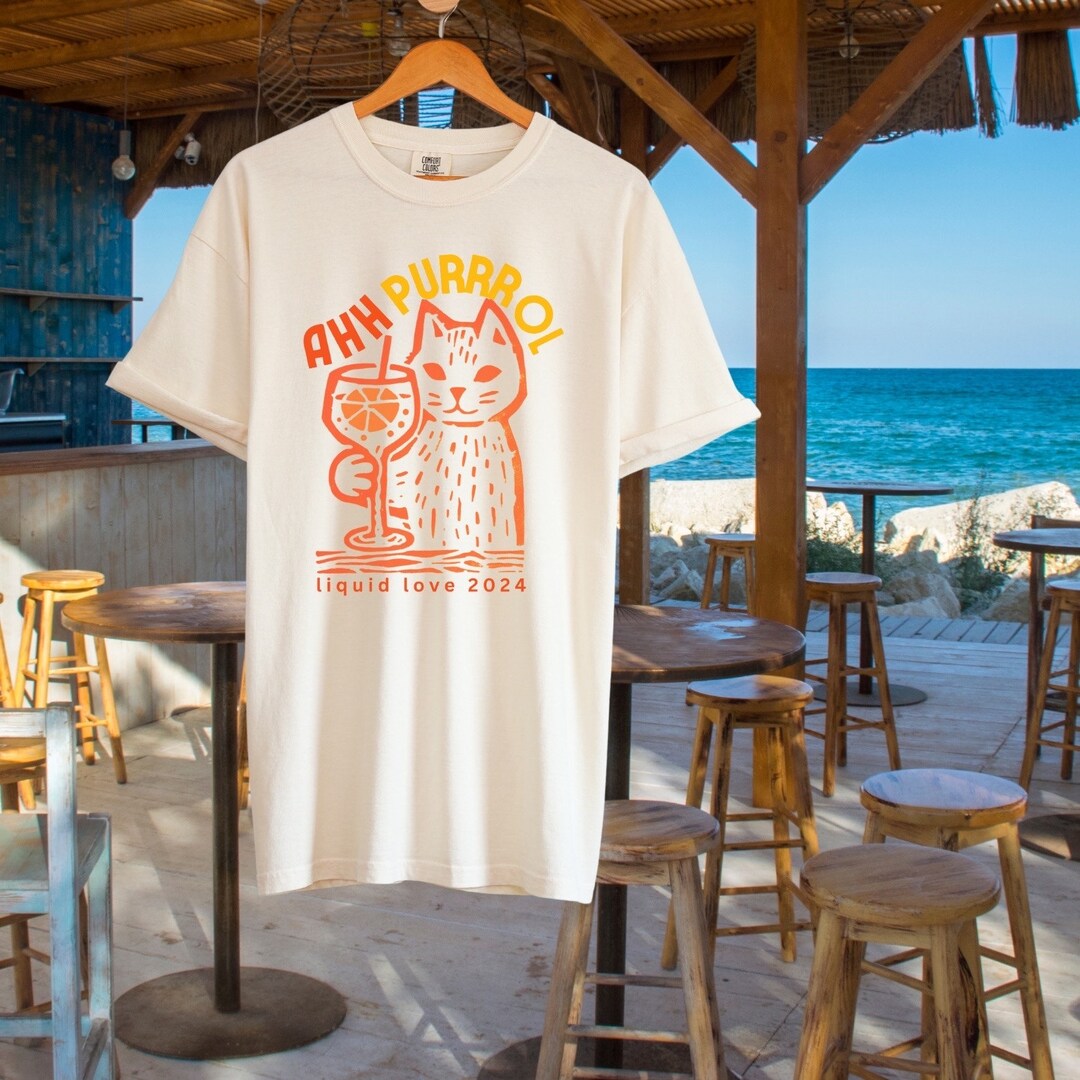 Vintage Aperol Spritz Cocktail Tshirt for Wine and CAT Lovers Cute ...