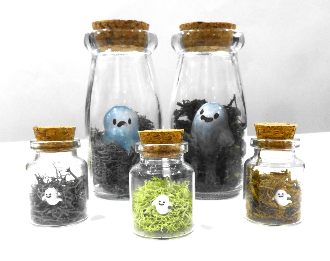 Spooky Halloween Set of 5 Pet Ghost Jars - Family of Ghosts in a Jar - Etsy