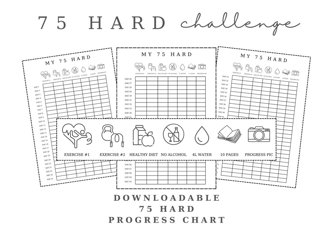 DOWNLOADABLE 75 HARD Progress Chart - Etsy