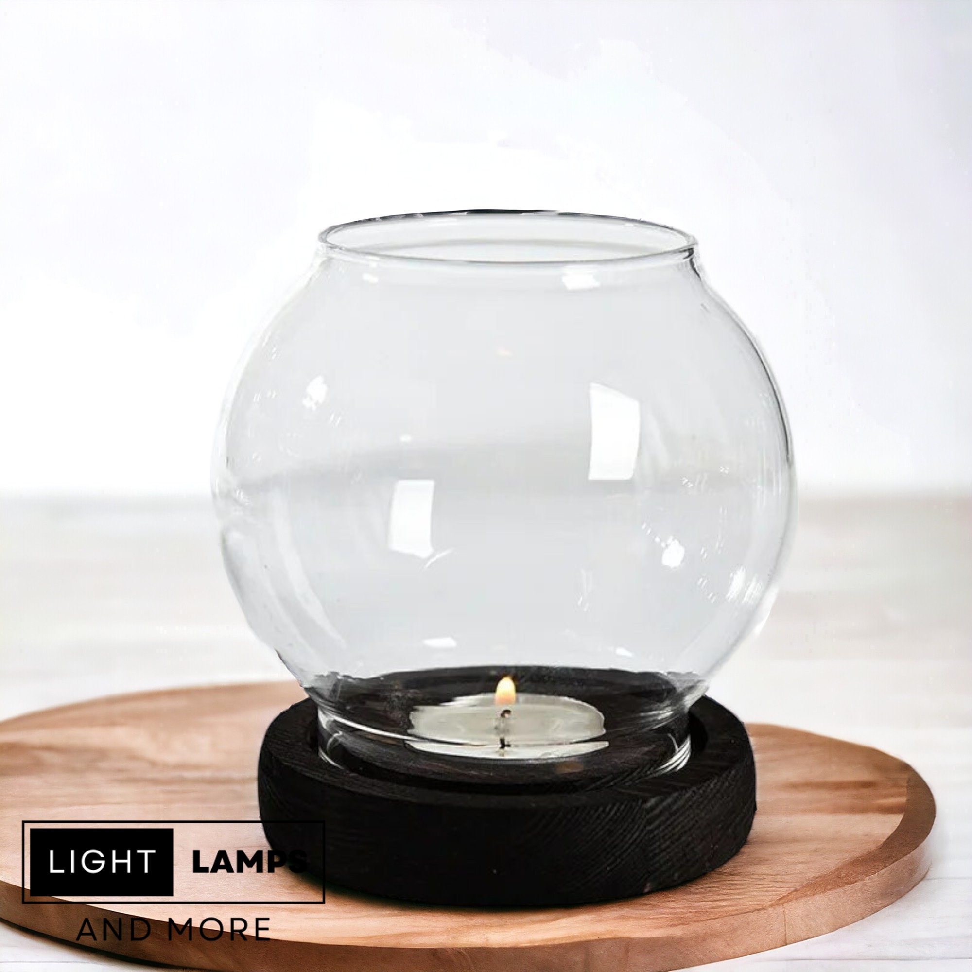 Transparent Round Glass Candle Holder Windproof Candle Holders Cover ...