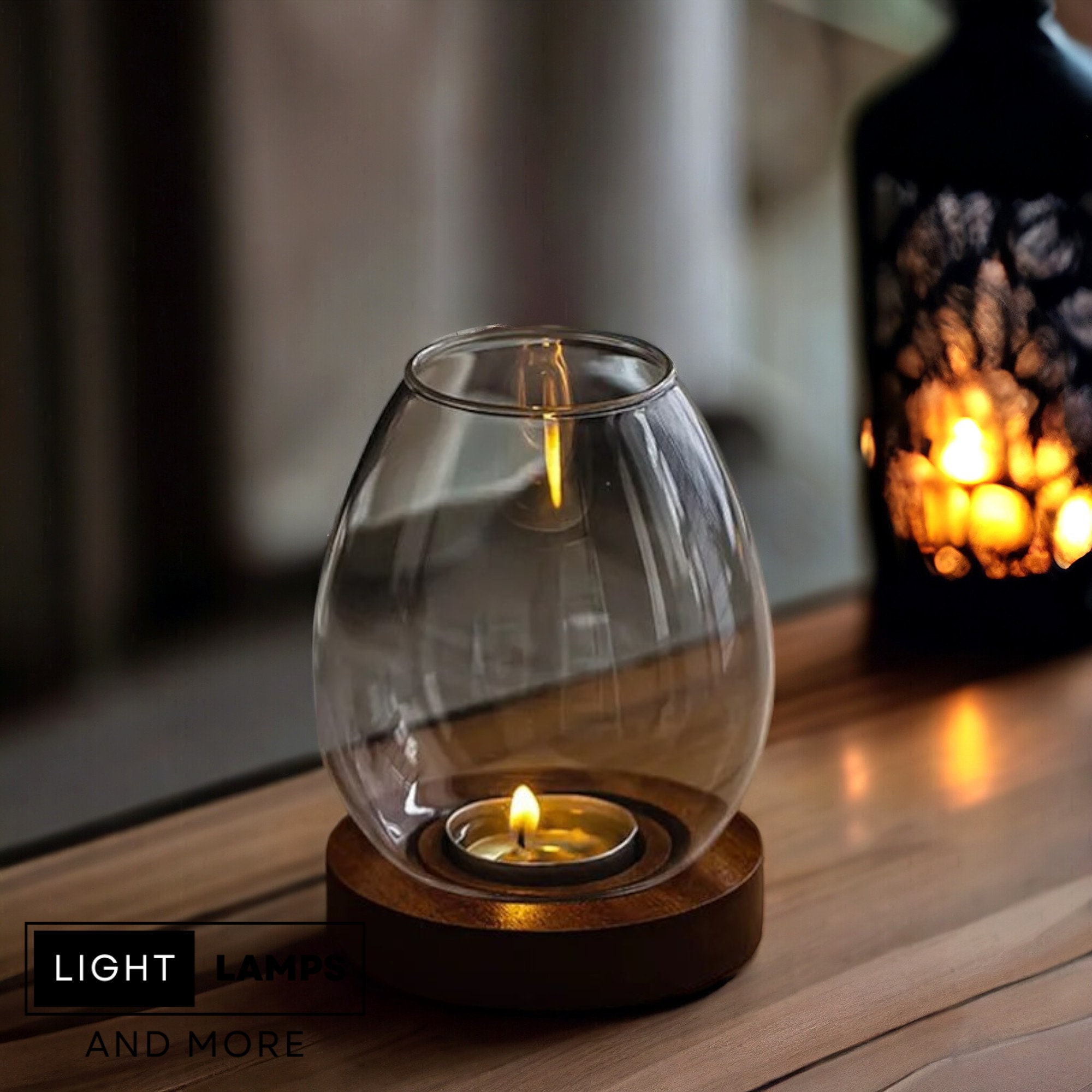 Transparent Round Glass Candle Holder Windproof Candle Holders Cover ...