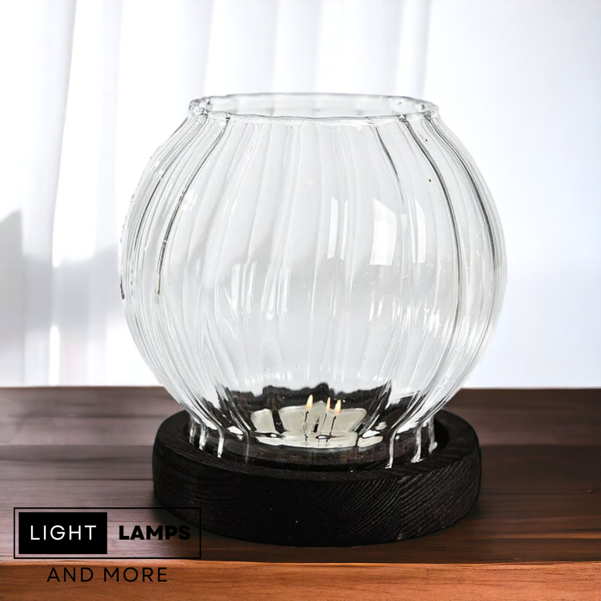Transparent Round Glass Candle Holder Windproof Candle Holders Cover ...