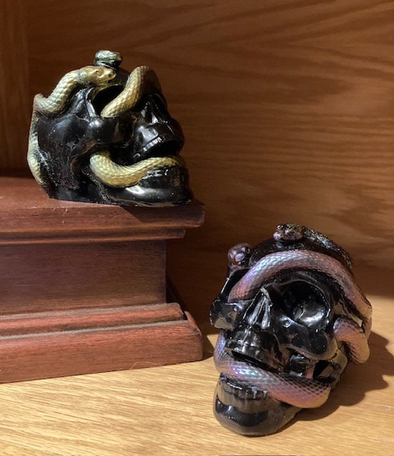 Snake & Skull, Skull Head, Man Cave Gift, Resin Skull, Halloween - Etsy
