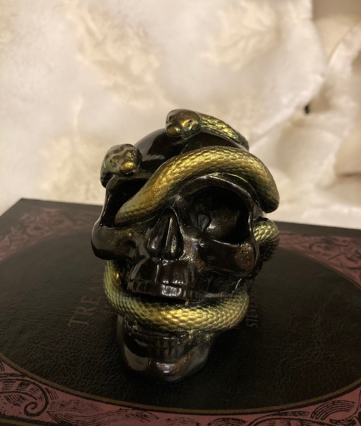Snake & Skull, Skull Head, Man Cave Gift, Resin Skull, Halloween - Etsy