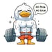 PNG No Pain No Gain Funny Duck, Gym Workout & Fitness Training Digital ...