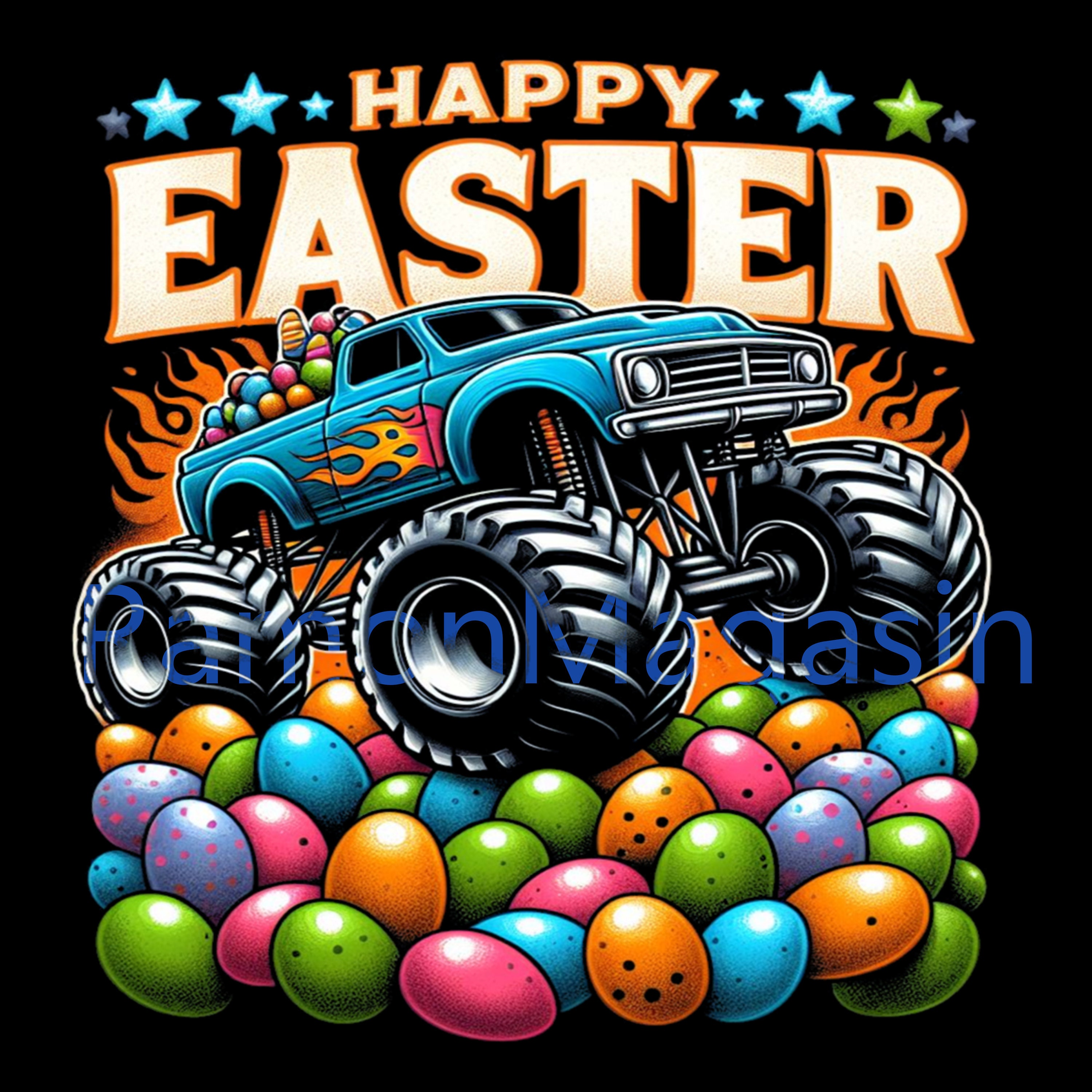 Happy Easter Monster Truck Easter Eggs Toddler Boys Kids Png, Digital ...