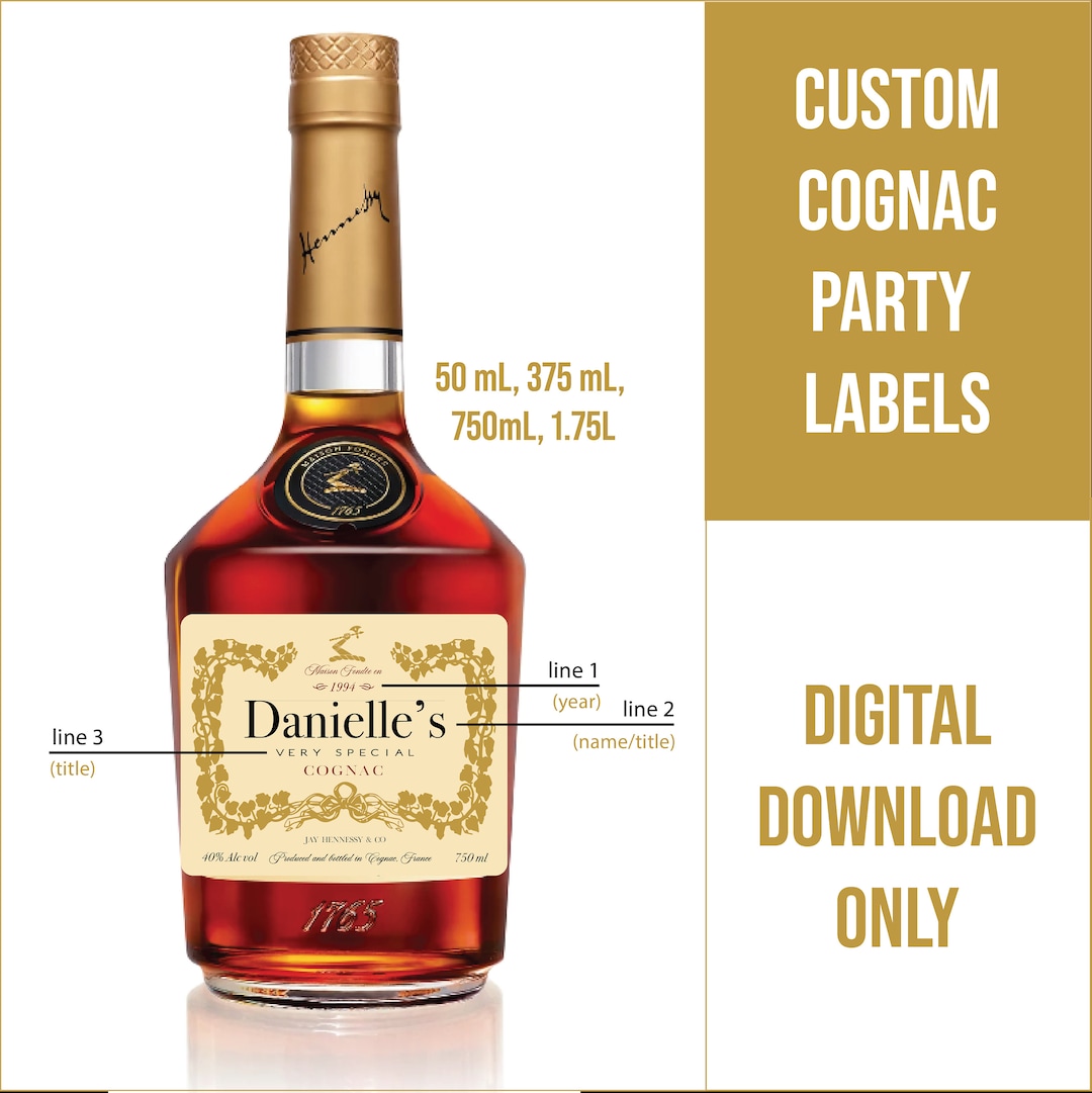 Custom Cognac Inspired Bottle Label Digital Download Only for Birthday ...