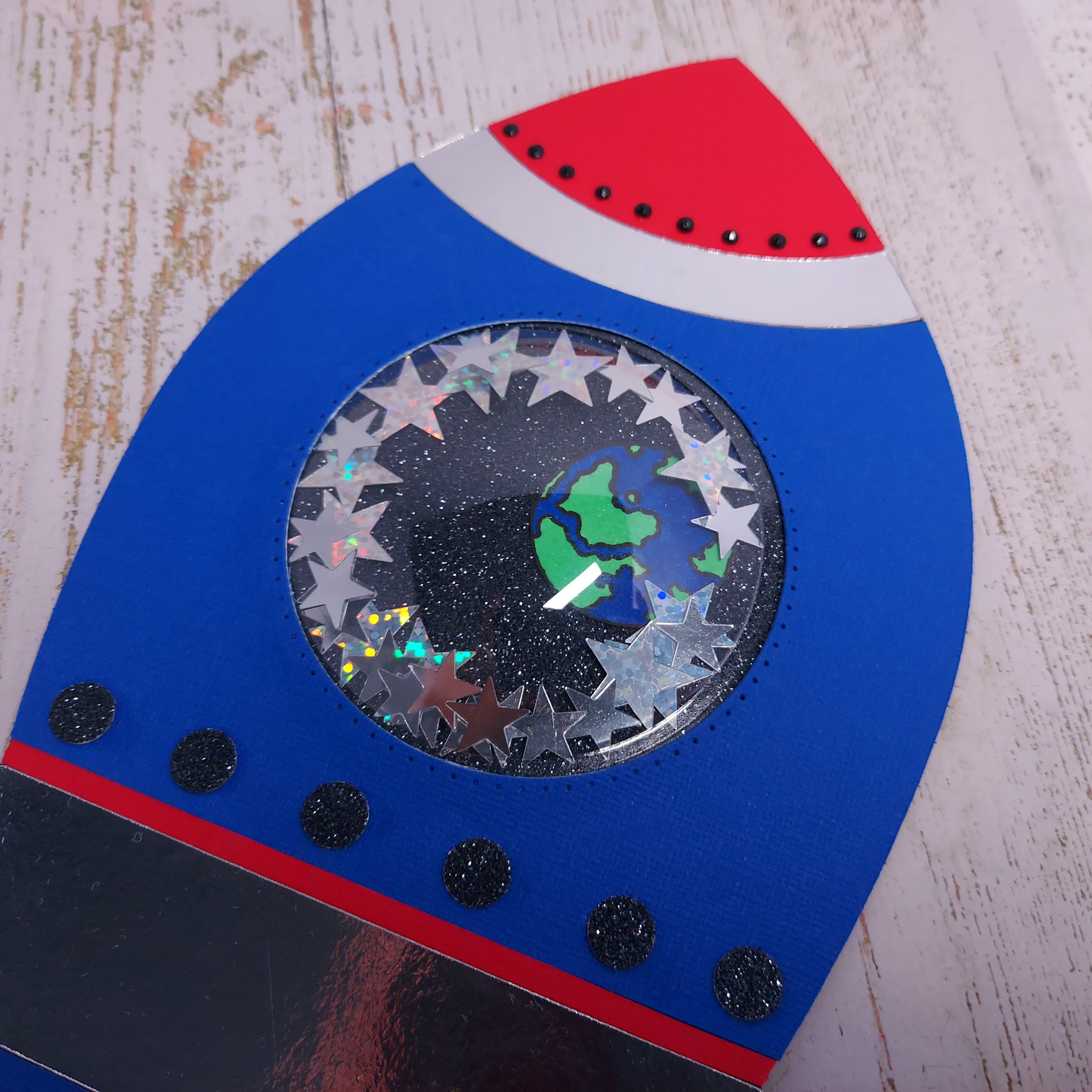 Rocket Birthday Card, Handmade, Shaker Card, Rocket, Space, Outer Space ...