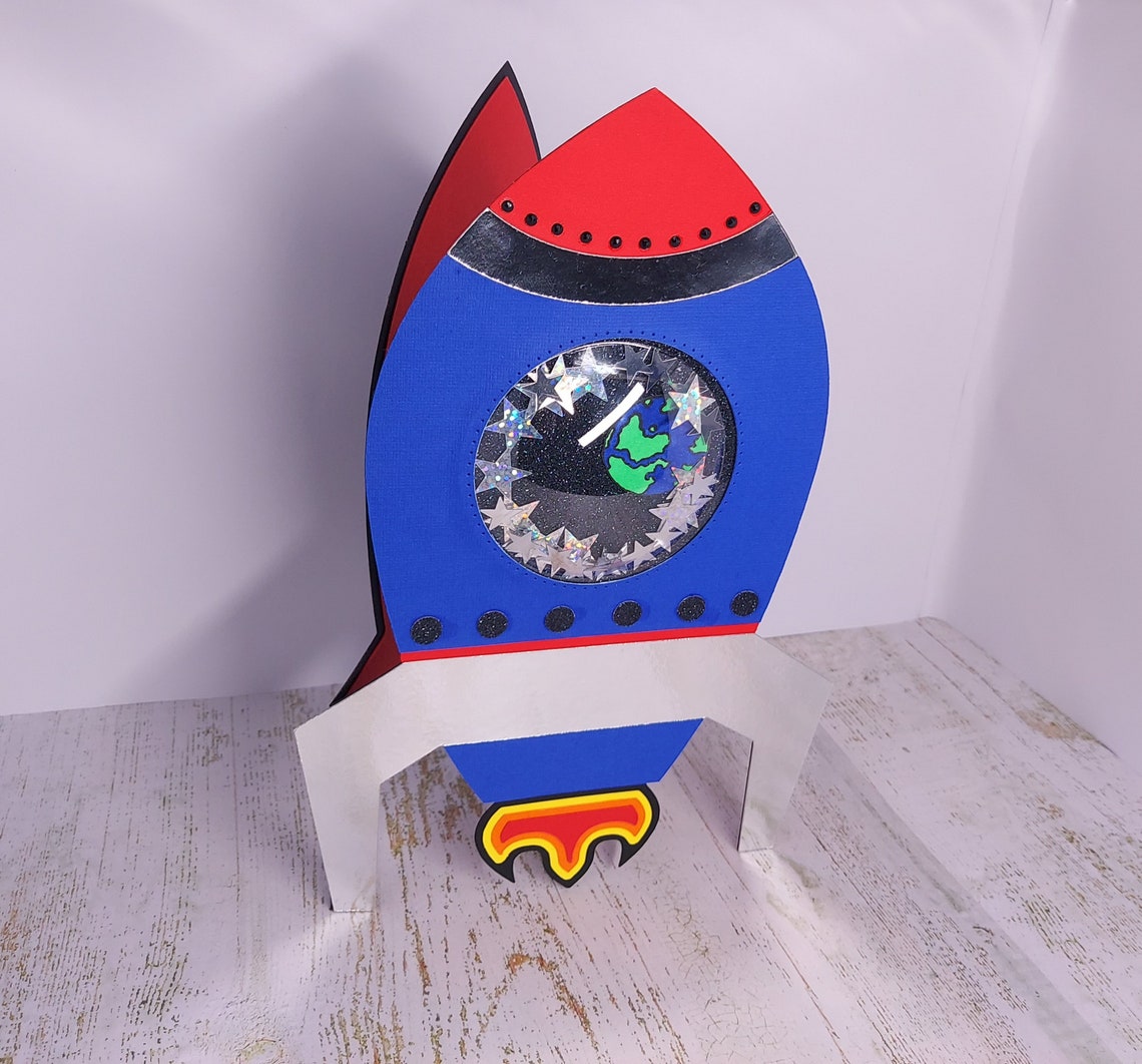 Rocket Birthday Card, Handmade, Shaker Card, Rocket, Space, Outer Space ...